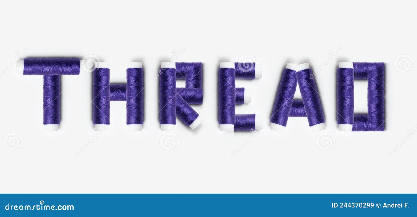 Thread Word from Threads Spools of Very Peri Color. Isolated on White ...