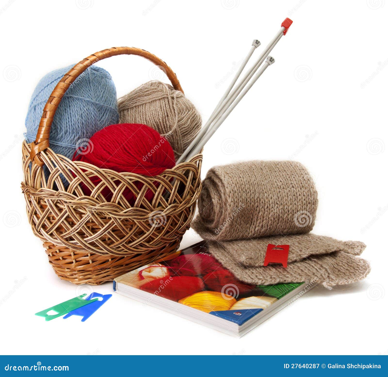 Thread yarn in a basket. stock image. Image of frame - 27640287