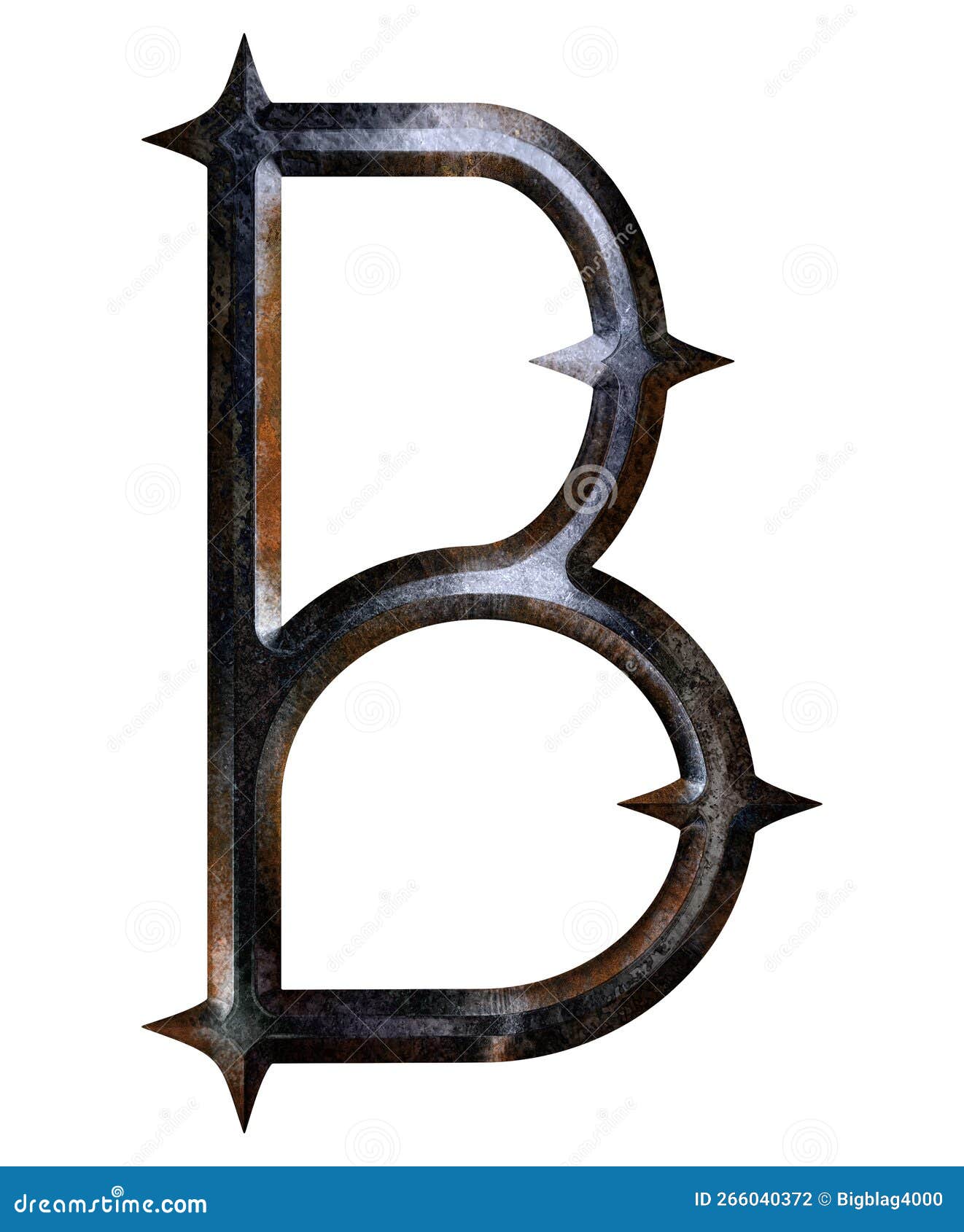 Threadbare and Rusty Ancient Letter.Medieval Metallic Font. Stock ...