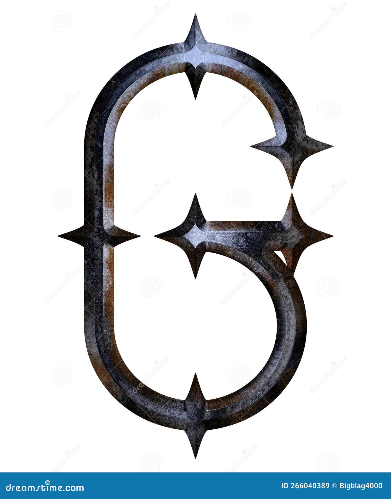 Threadbare and Rusty Ancient Letter.Medieval Metallic Font. Stock ...