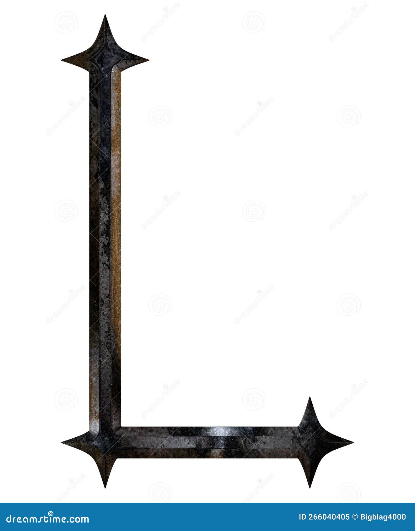 Threadbare And Rusty Ancient Letter.Medieval Metallic Font. Royalty ...