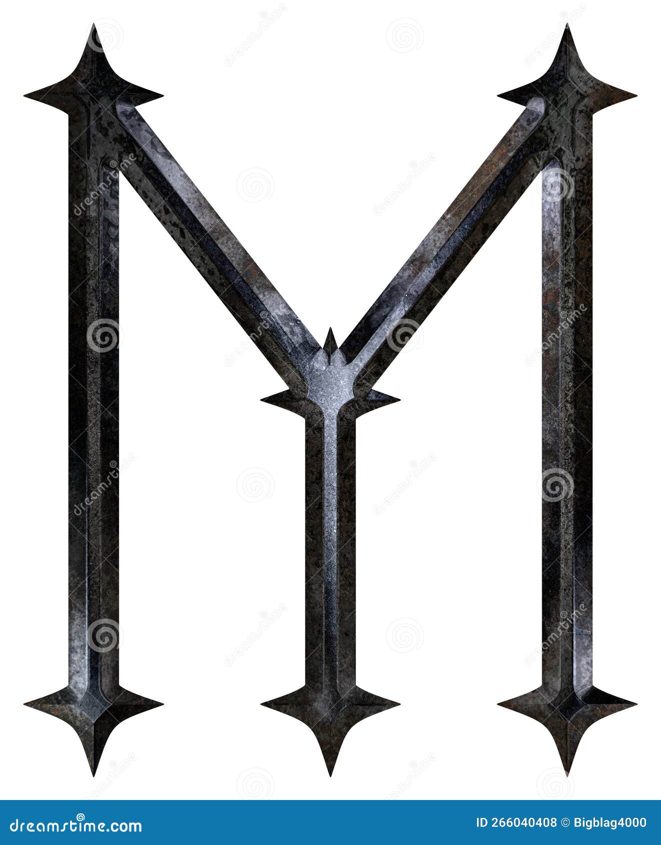 Threadbare And Rusty Ancient Letter.Medieval Metallic Font. Royalty ...