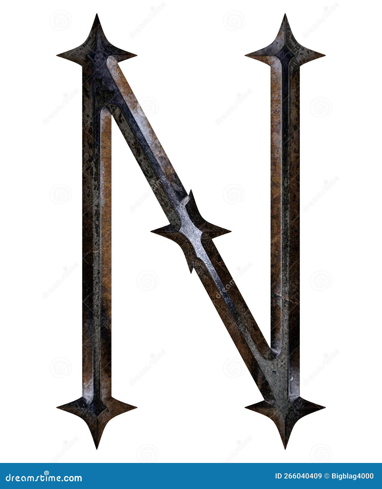 Threadbare and Rusty Ancient Letter.Medieval Metallic Font. Stock ...