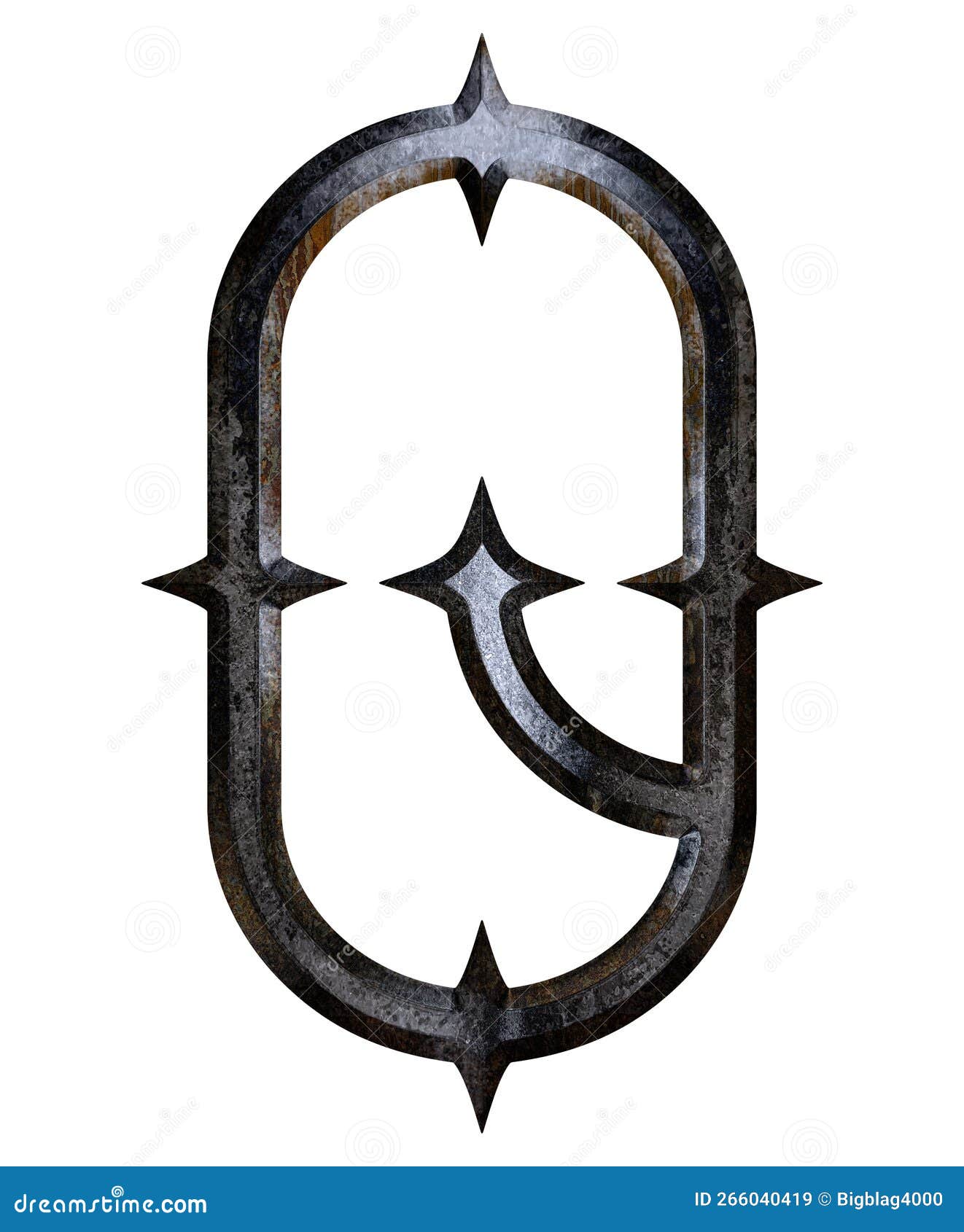 Threadbare and Rusty Ancient Letter.Medieval Metallic Font. Stock ...