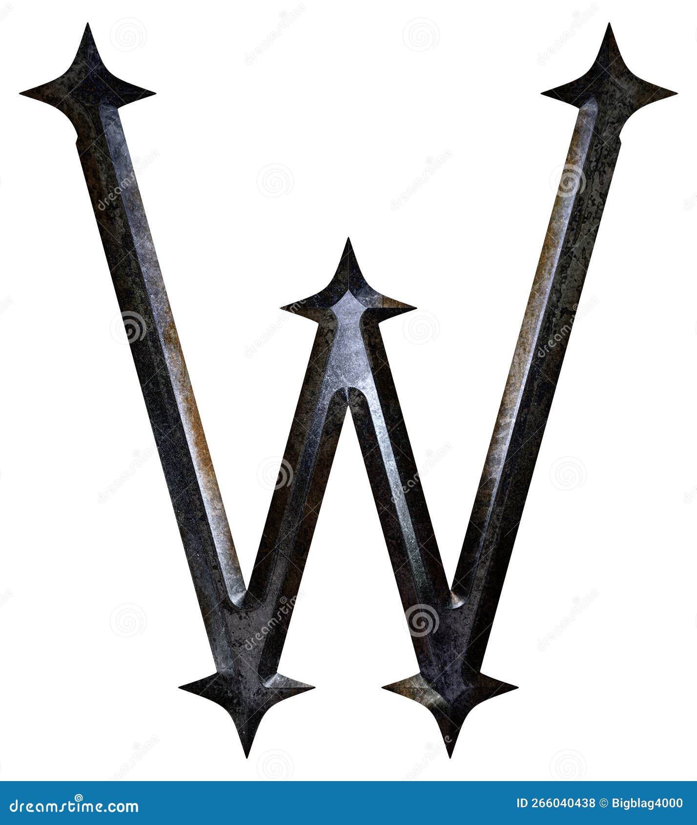 Threadbare And Rusty Ancient Letter.Medieval Metallic Font. Stock Image ...