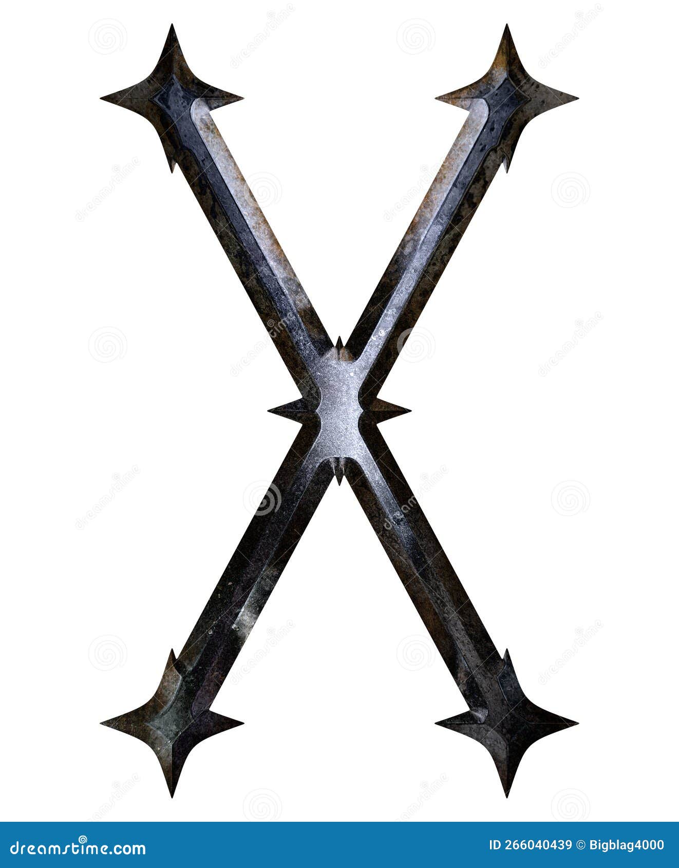 Threadbare And Rusty Ancient Letter.Medieval Metallic Font. Stock Image ...