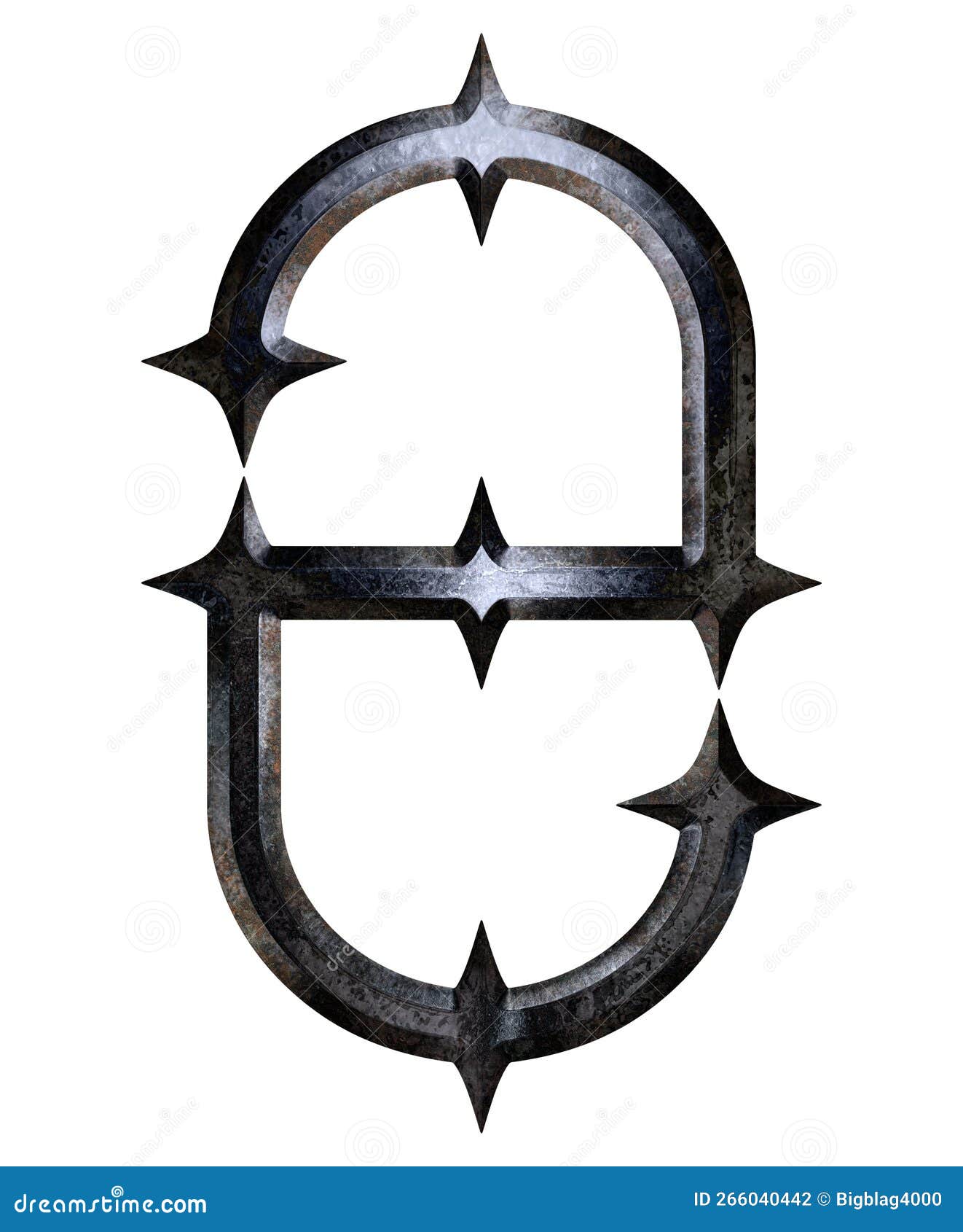 Threadbare and Rusty Ancient Letter.Medieval Metallic Font. Stock ...