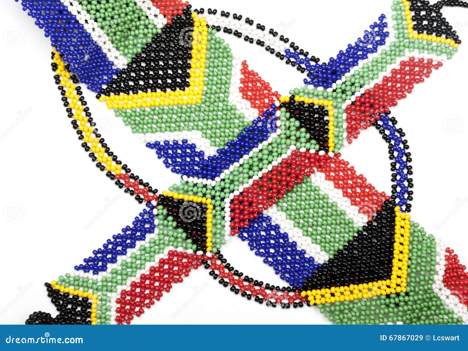 Threaded Beadwork in the Colors of the South African Flag Stock Image ...