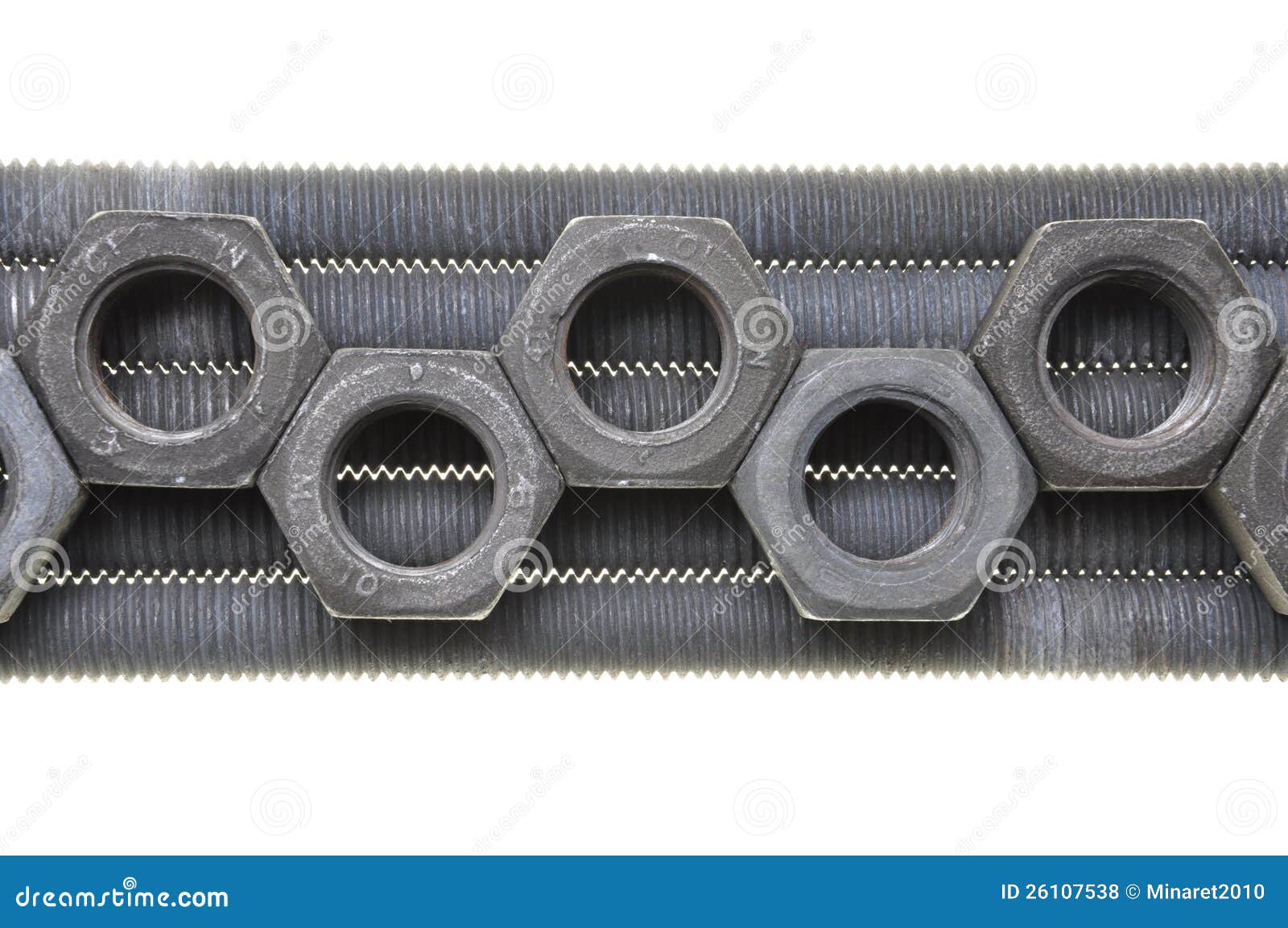 Threaded bolts and nuts stock photo. Image of objects - 26107538