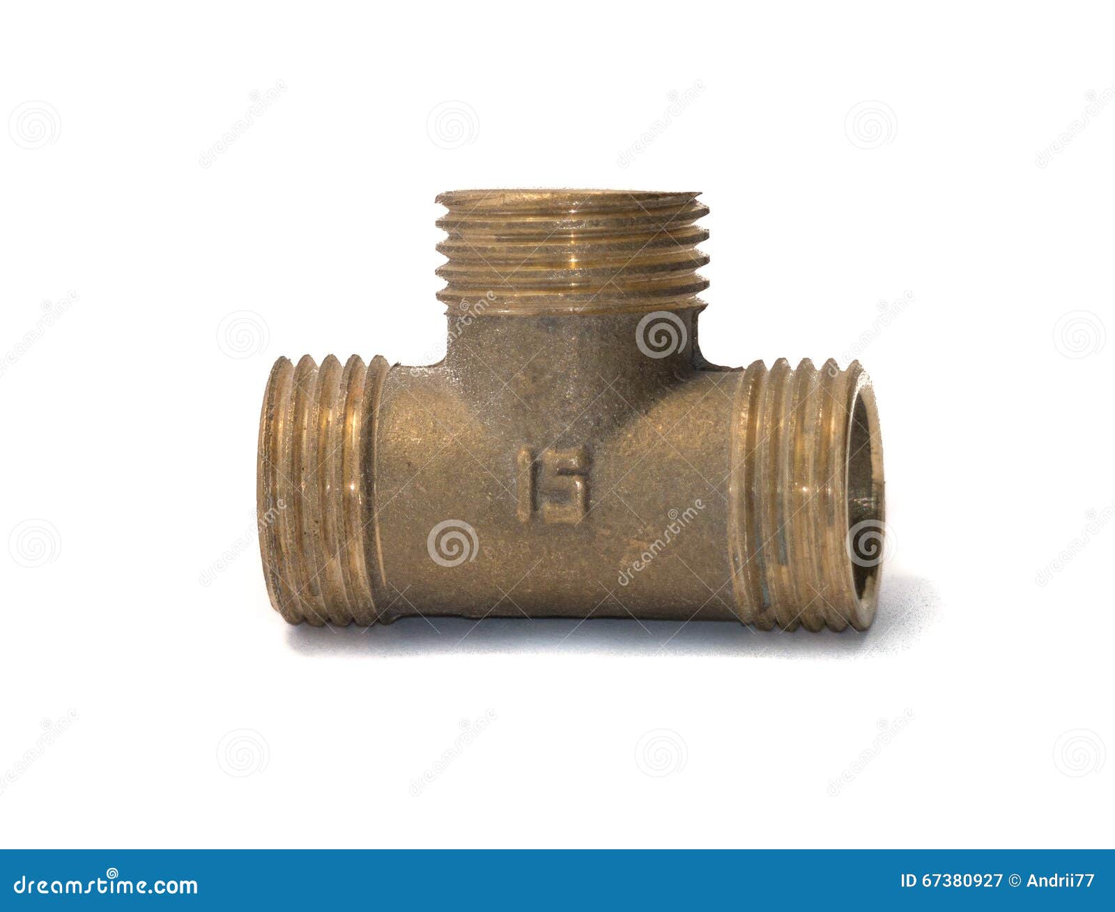 Threaded Copper Pipe Tee Fitting Stock Image - Image of closeup ...