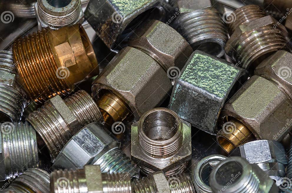 Threaded Metal Connections for Pipes Stock Photo - Image of steel ...