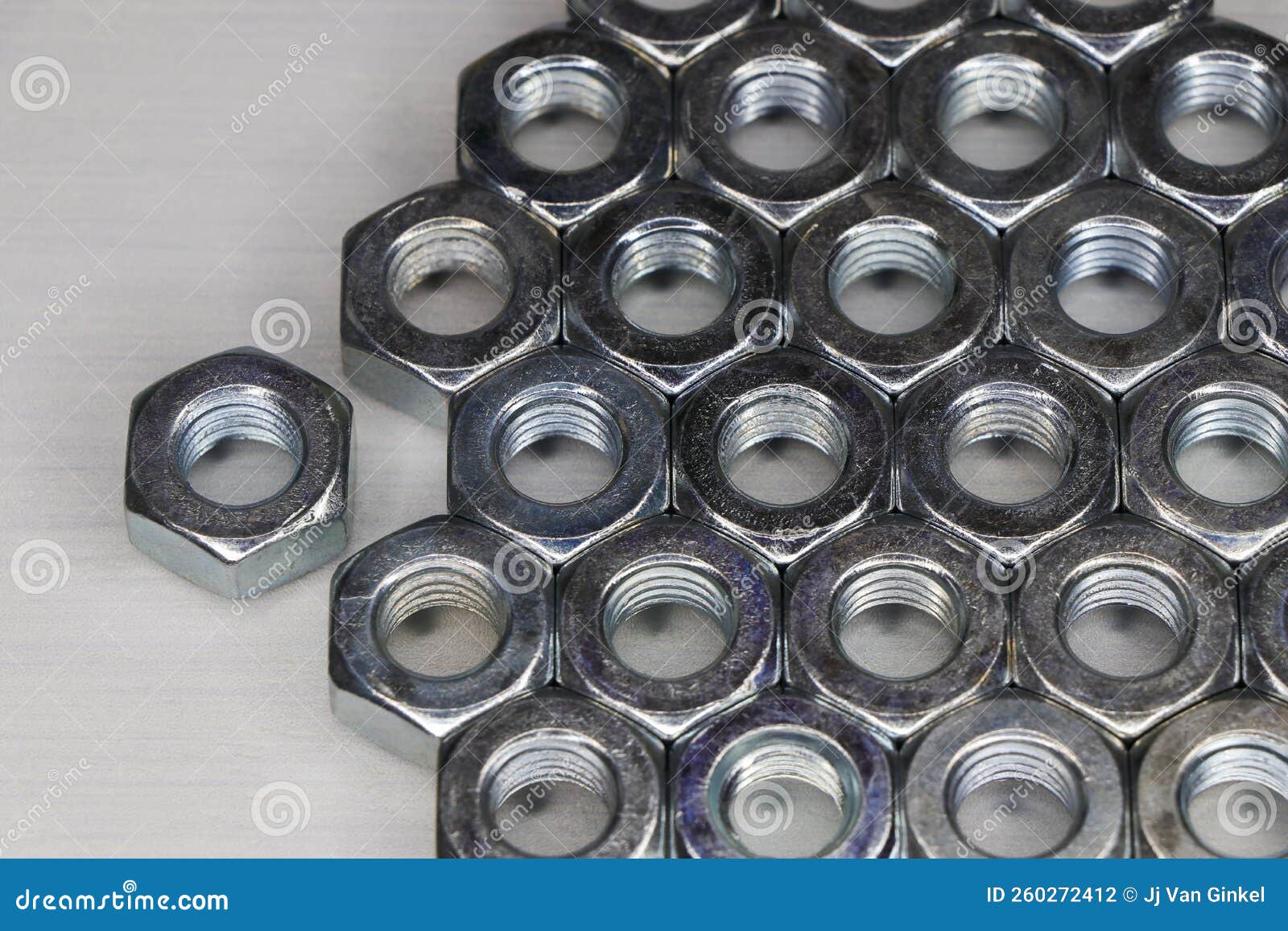 Threaded Metal Hex Nuts Sorted on White Surface Stock Photo - Image of ...