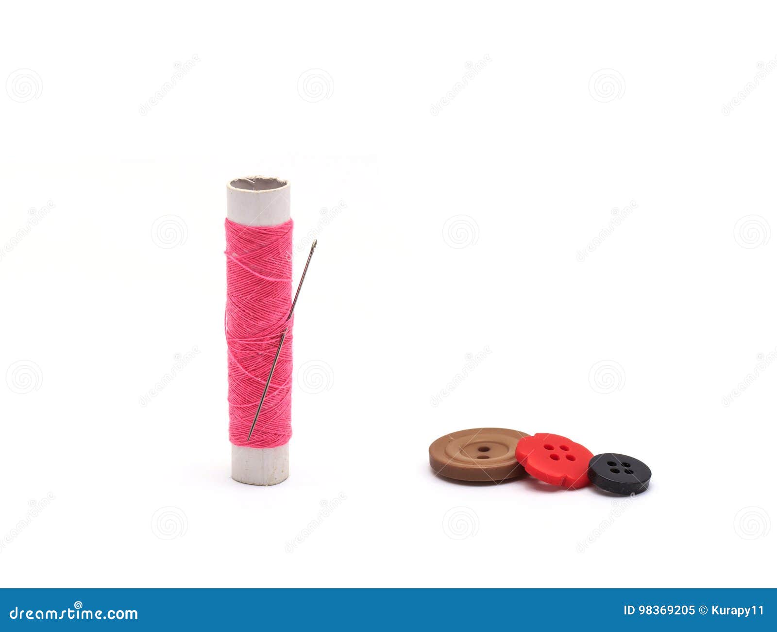 Threaded needle and button stock image. Image of textile - 98369205
