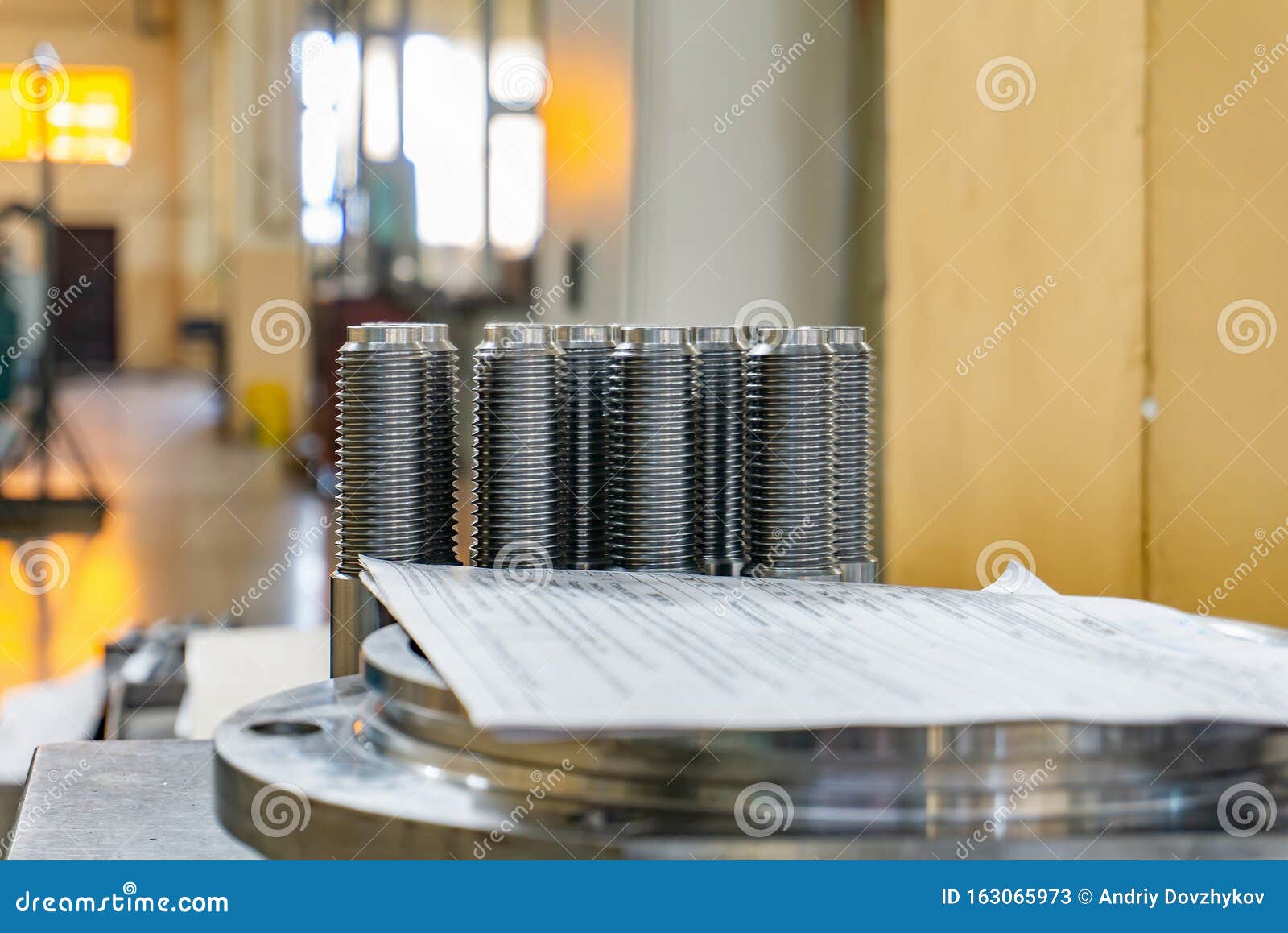 Threaded Parts after Turning and Milling on the Machine Against the ...