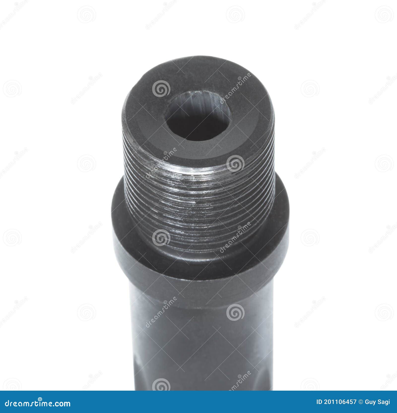 Threaded Rifle Barrel on White Stock Image - Image of rifling, white ...