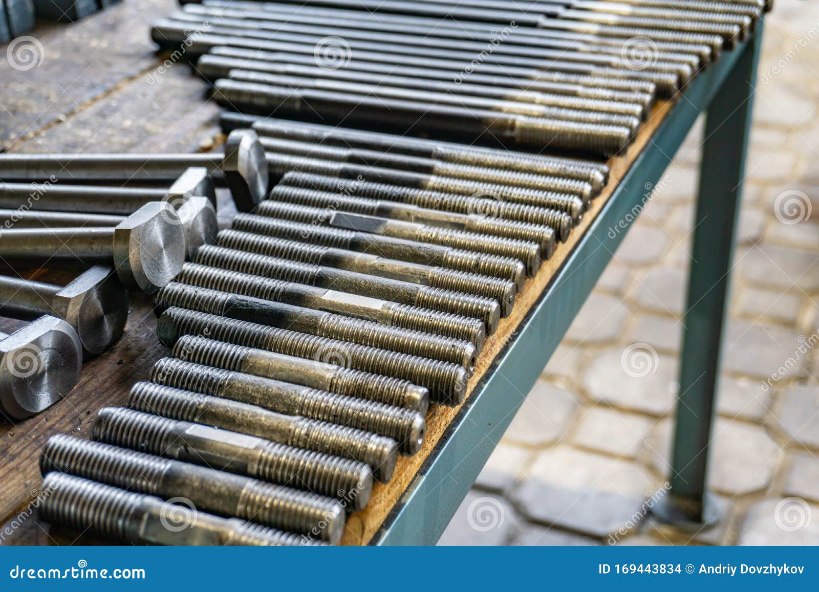 The Threaded Rod Rests on the Rack for Connection with a Nut Stock ...