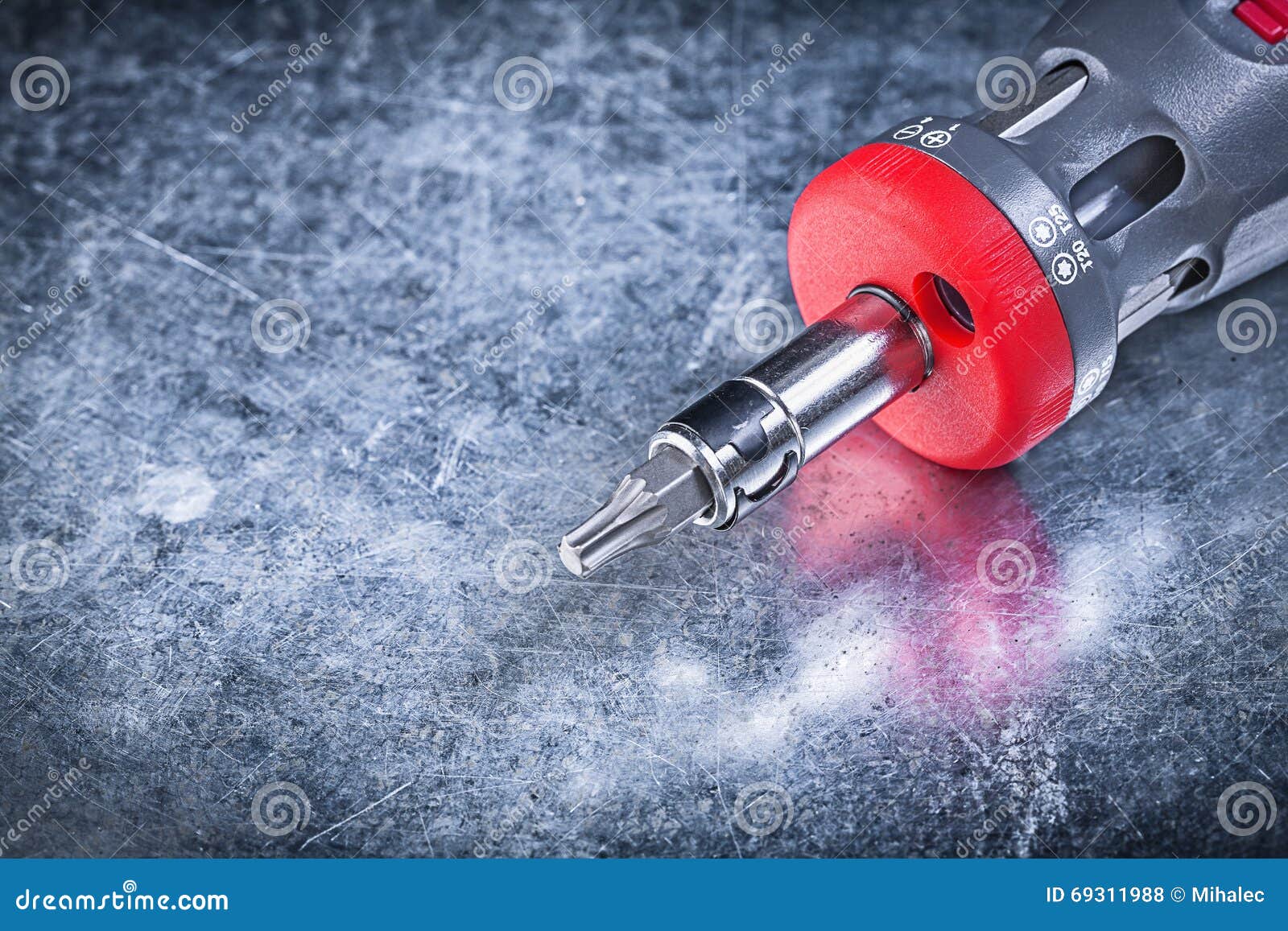Threaded Screwdriver on Metallic Background Close Up View Constr Stock ...