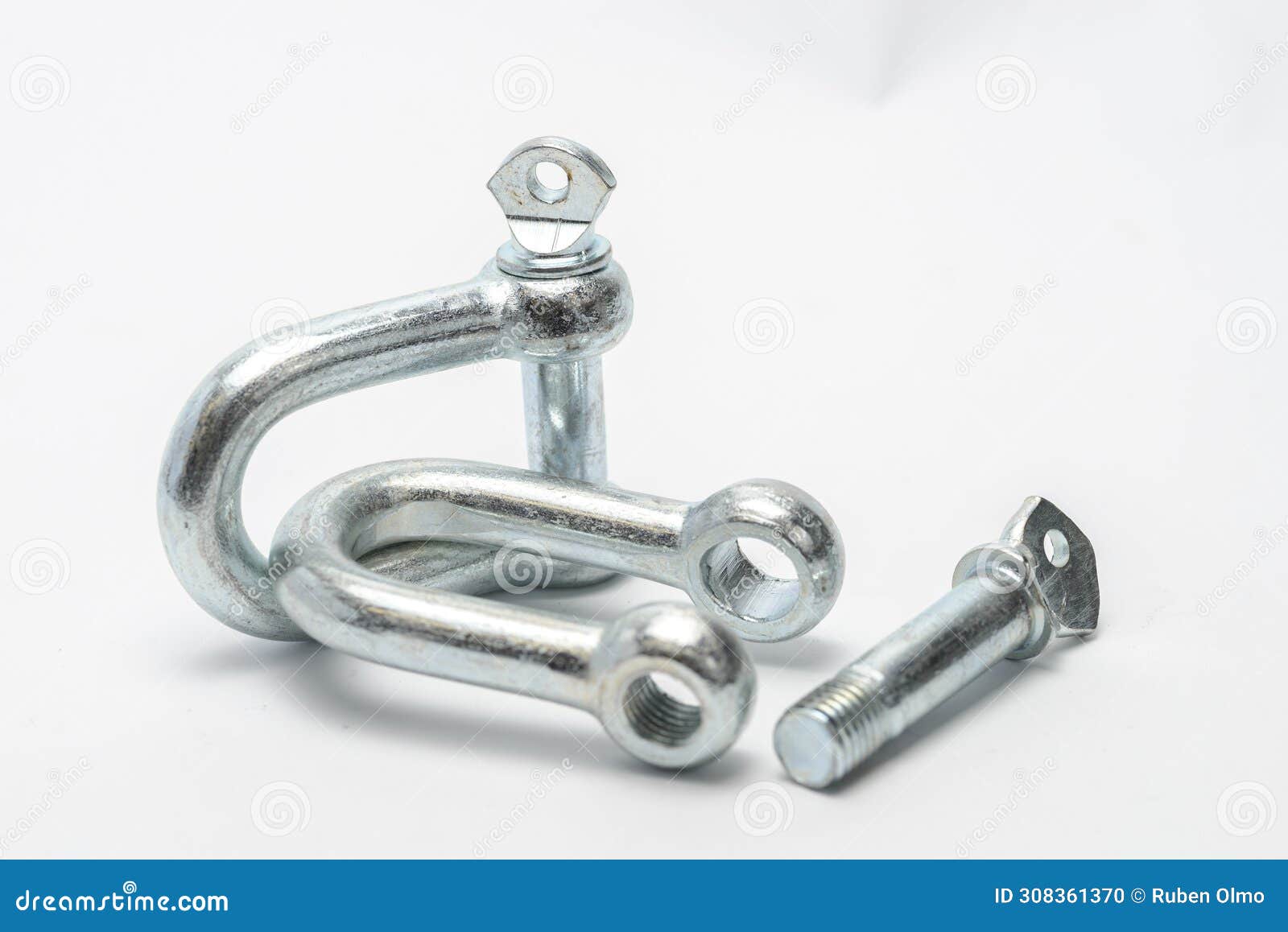 Threaded Steel Shackles on White Background Stock Photo - Image of ...