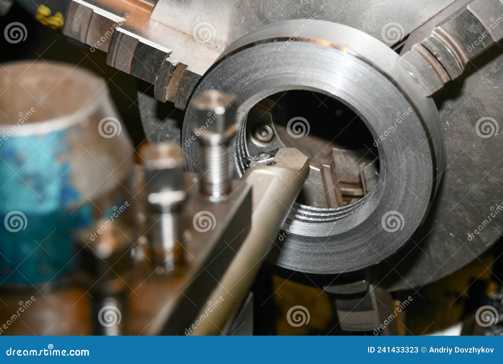 Threading a Nut Inside with a Threaded Cutter on a Lathe Stock Image ...