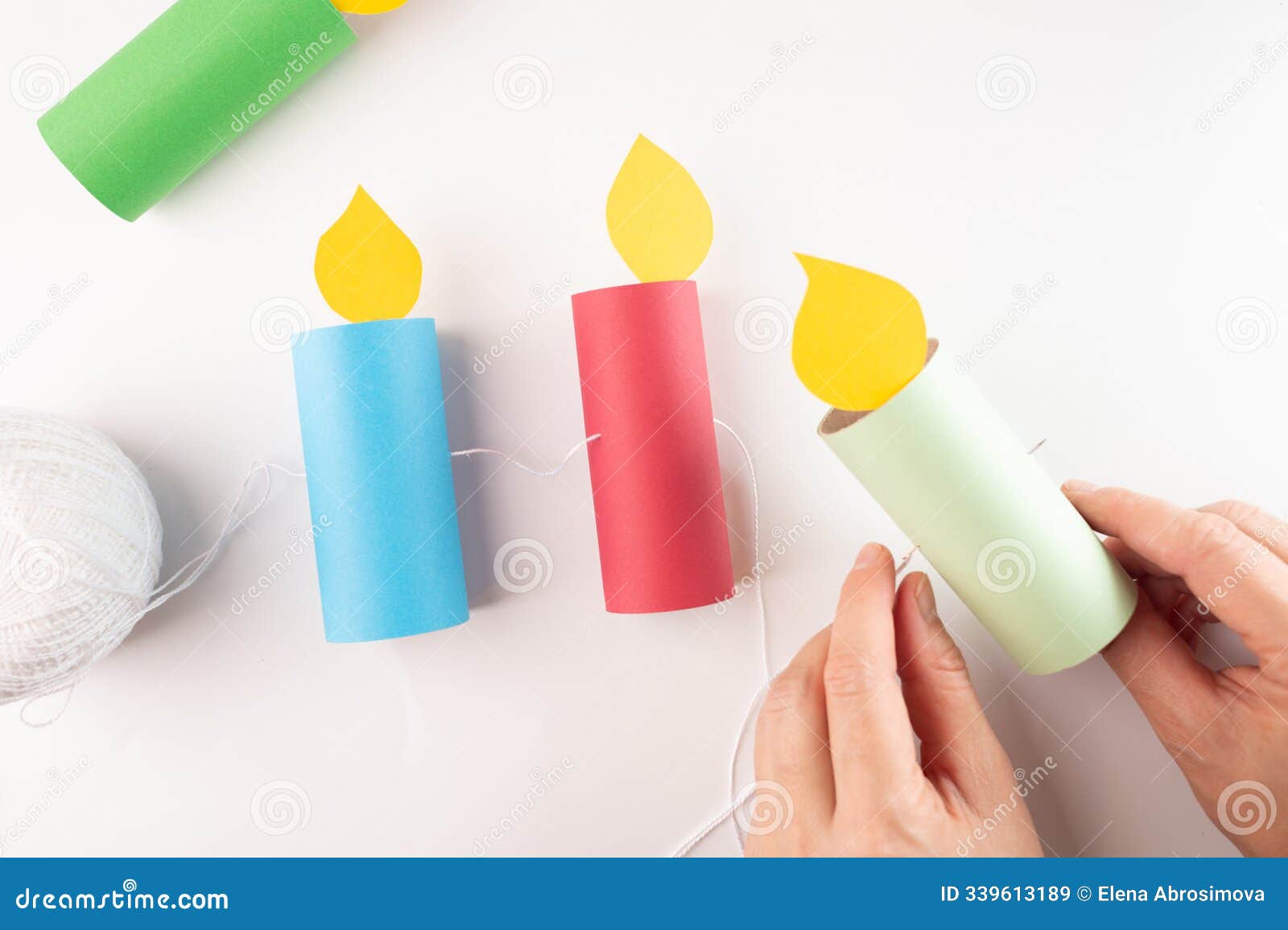 Threading String Final Garland, Step-by-step Making a Paper Candle ...