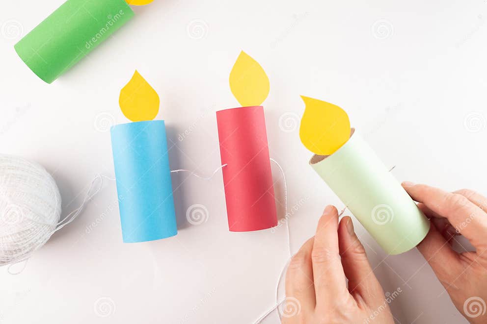 Threading String Final Garland, Step-by-step Making a Paper Candle ...