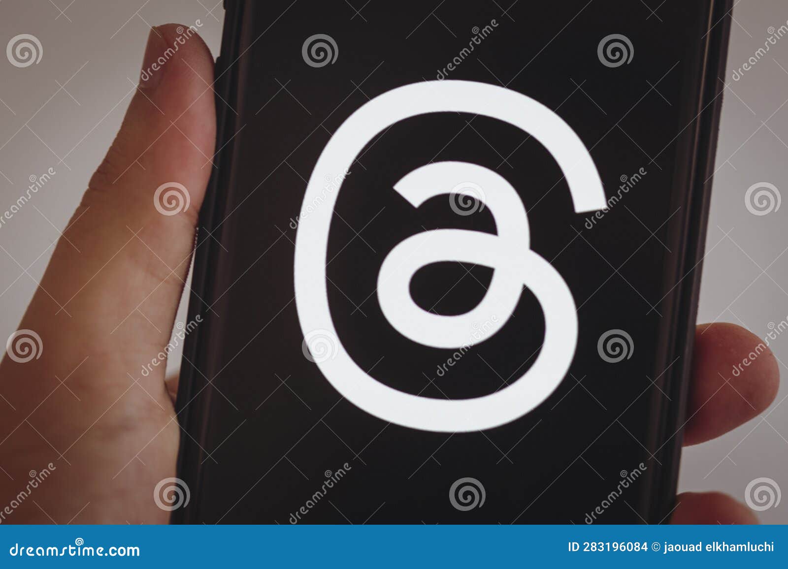 Threads App Logo Seen on Screen. the New Application by Meta Platforms ...