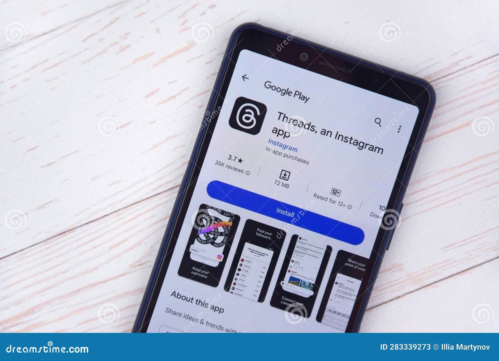 Threads App Logo Seen on Screen. the New Application by Meta Platforms ...