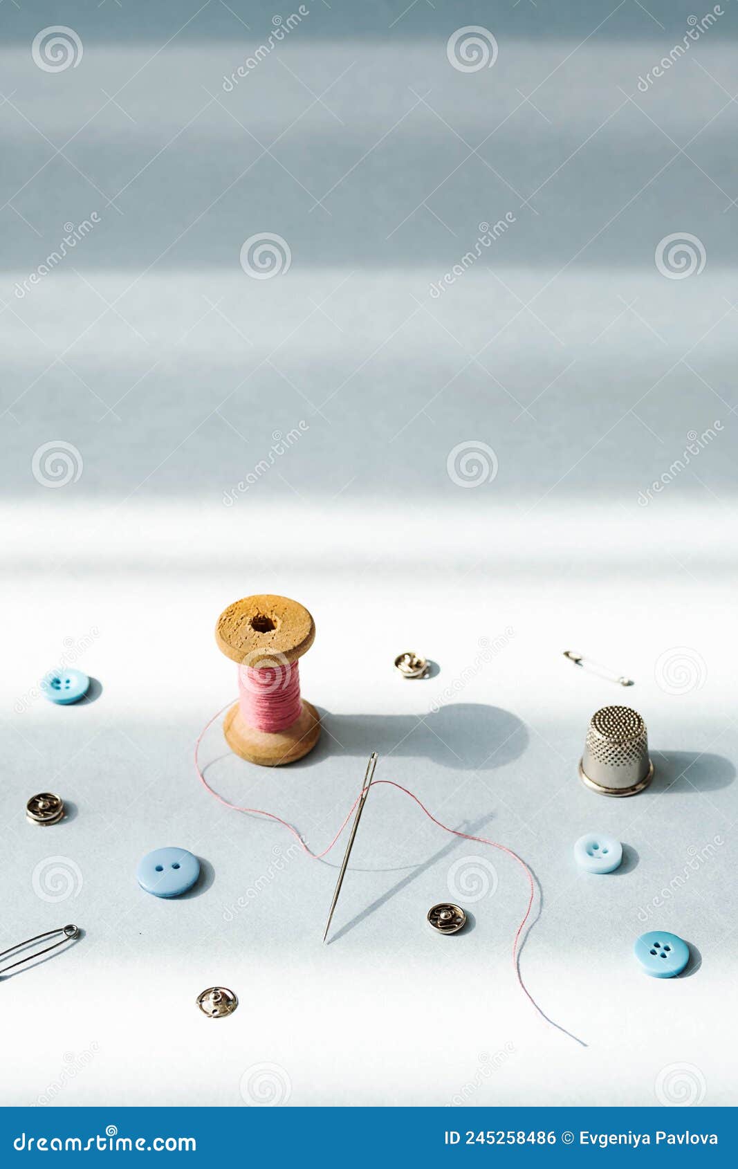 Threads and Different Tools for Sewing. Stitching Instruments Stock ...