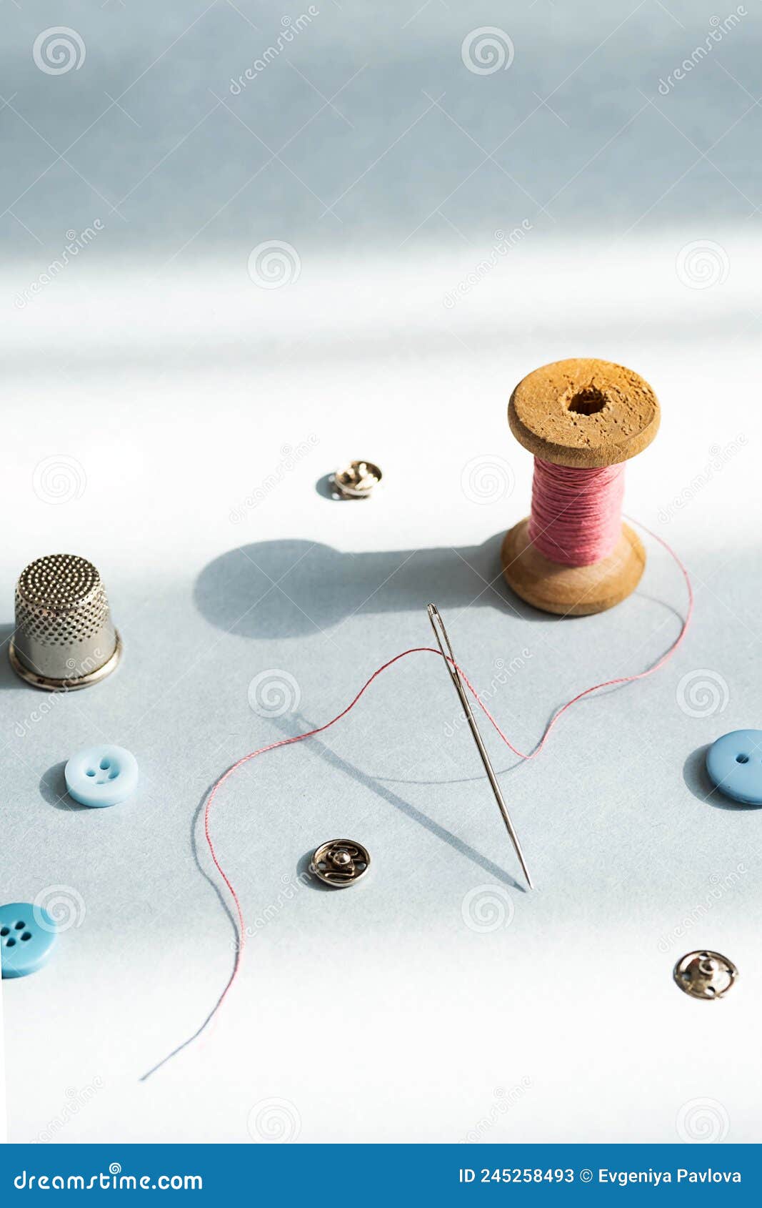 Threads and Different Tools for Sewing. Stitching Instruments Stock ...
