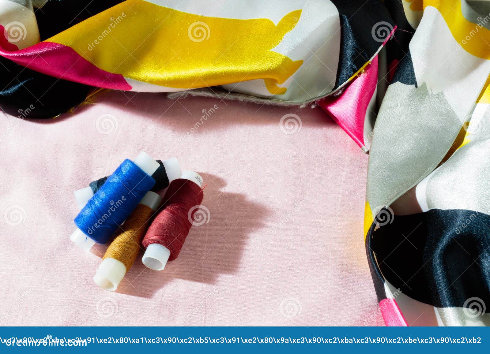 Threads on the fabric. stock photo. Image of tailor - 216099986