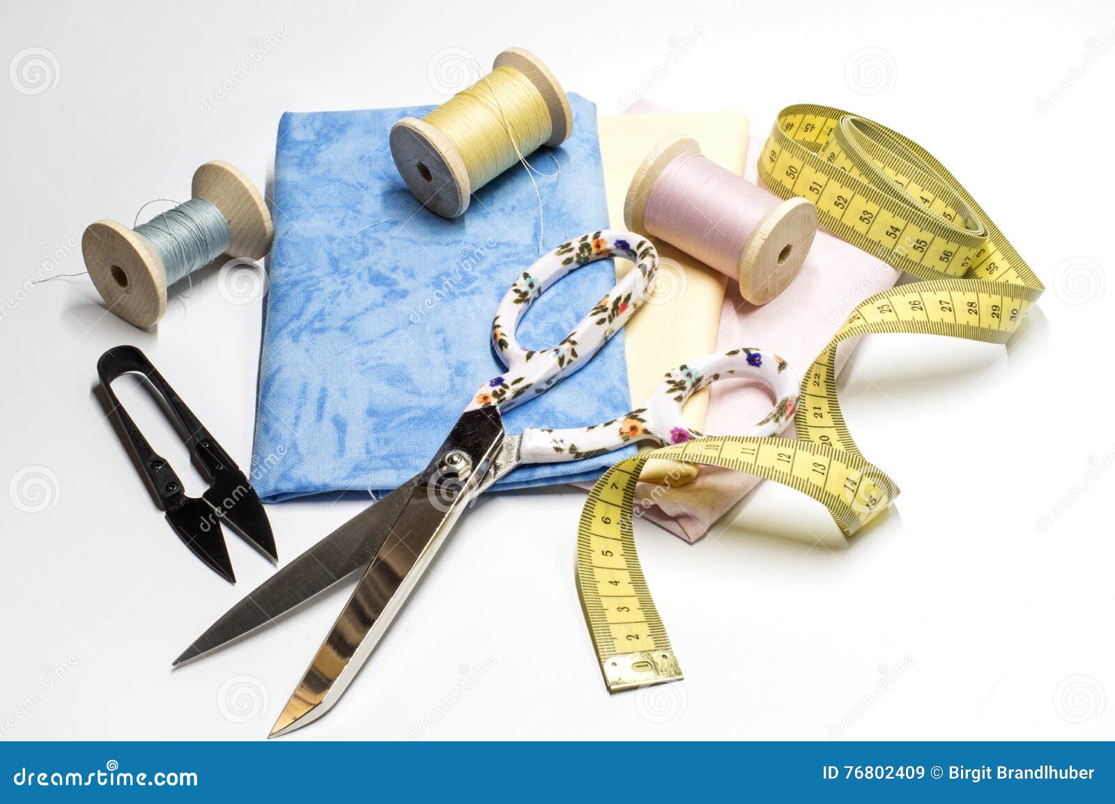 Threads and Fabrics with a Scissor Stock Image - Image of scissor ...