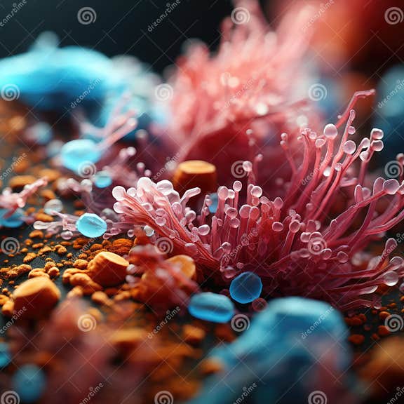 Threads of Fungus and Bacteria Under a Microscope. Microbes and ...