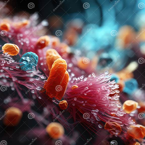Threads of Fungus and Bacteria Under a Microscope. Microbes and ...