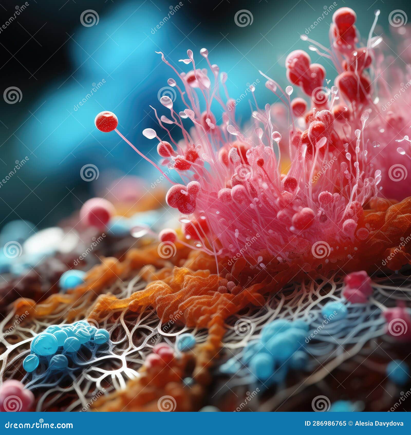 Threads of Fungus and Bacteria Under a Microscope. Microbes and ...