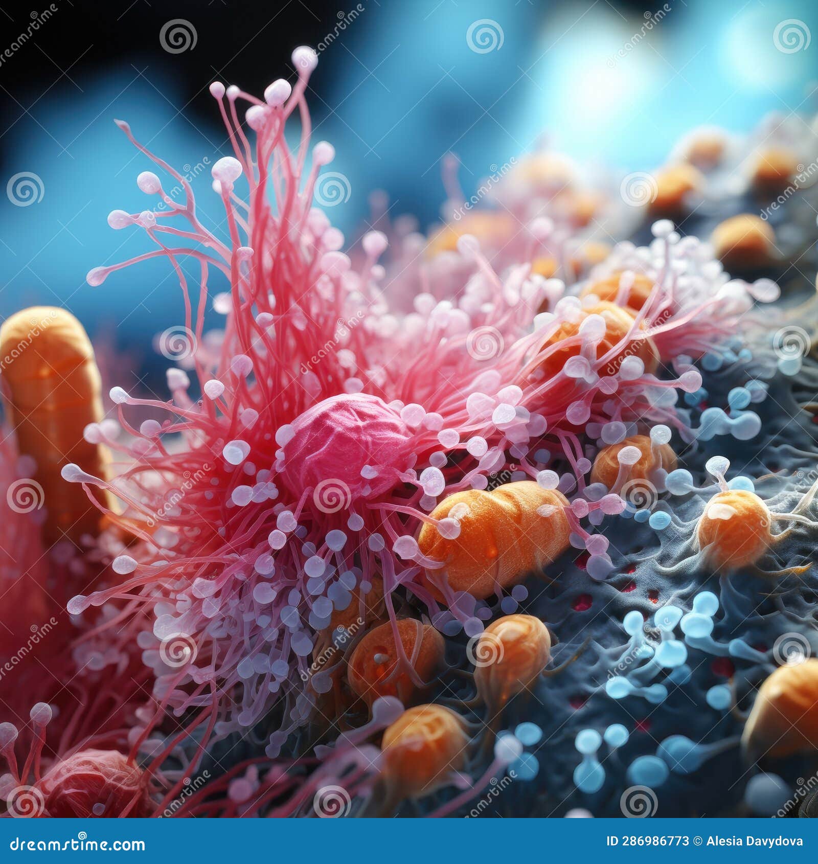 Threads of Fungus and Bacteria Under a Microscope. Microbes and ...