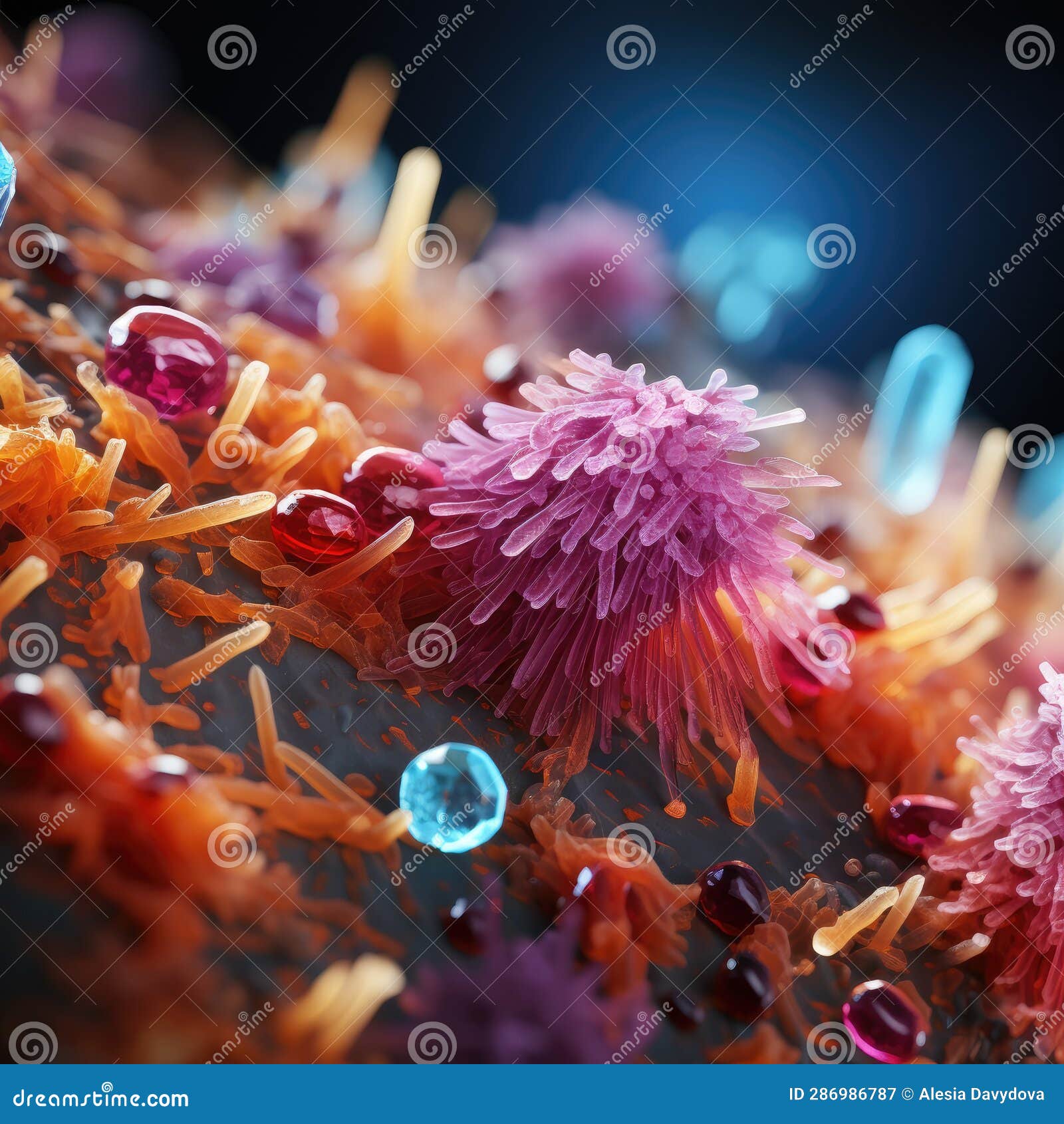 Threads of Fungus and Bacteria Under a Microscope. Microbes and ...