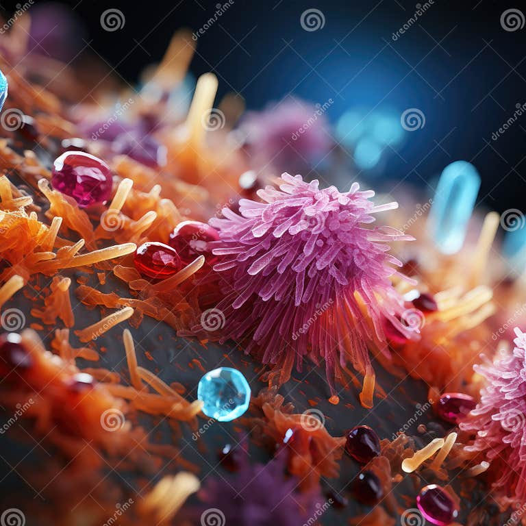 Threads of Fungus and Bacteria Under a Microscope. Microbes and ...
