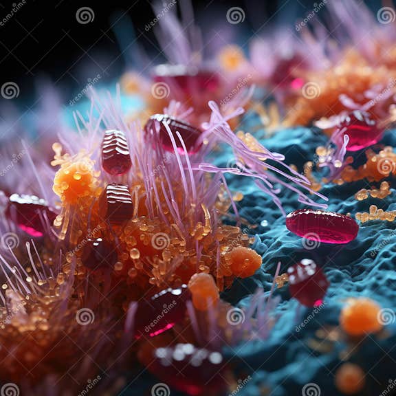 Threads of Fungus and Bacteria Under a Microscope. Microbes and ...