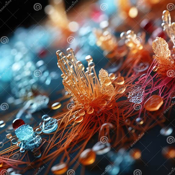 Threads of Fungus and Bacteria Under a Microscope. Microbes and ...