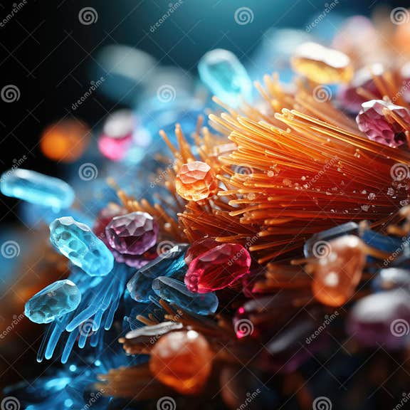 Threads of Fungus and Bacteria Under a Microscope. Microbes and ...