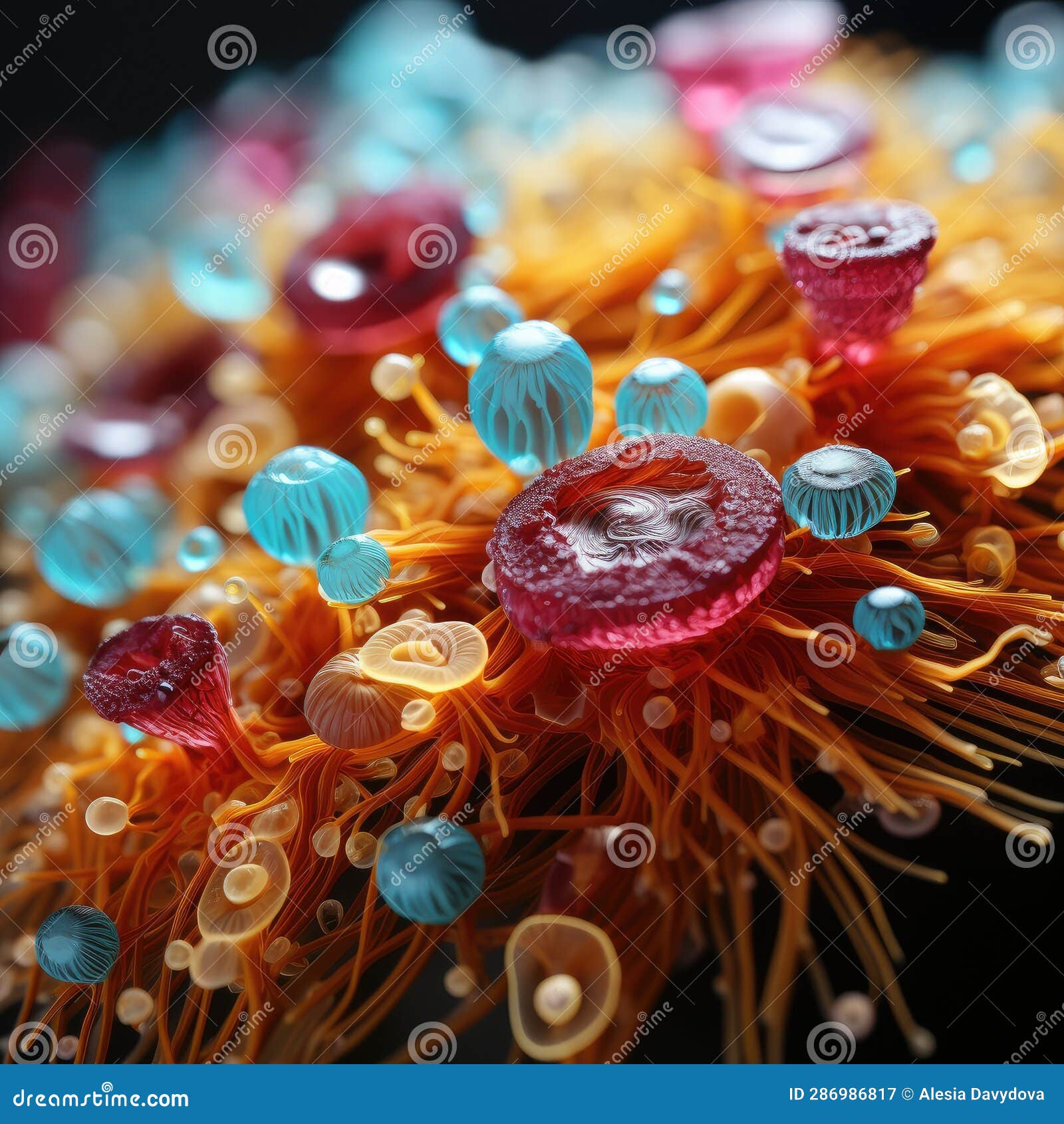 Threads of Fungus and Bacteria Under a Microscope. Microbes and ...