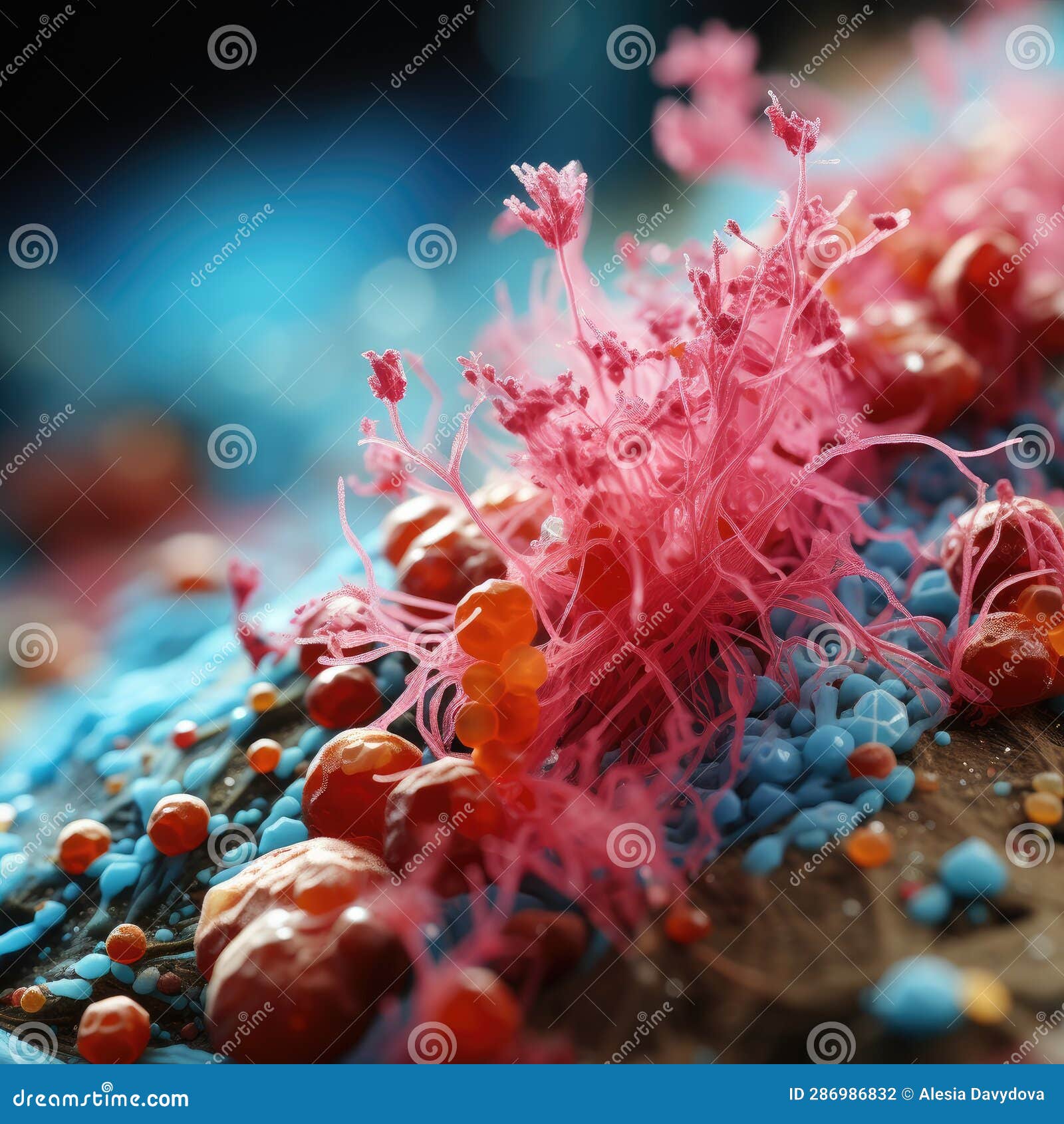 Threads of Fungus and Bacteria Under a Microscope. Microbes and ...