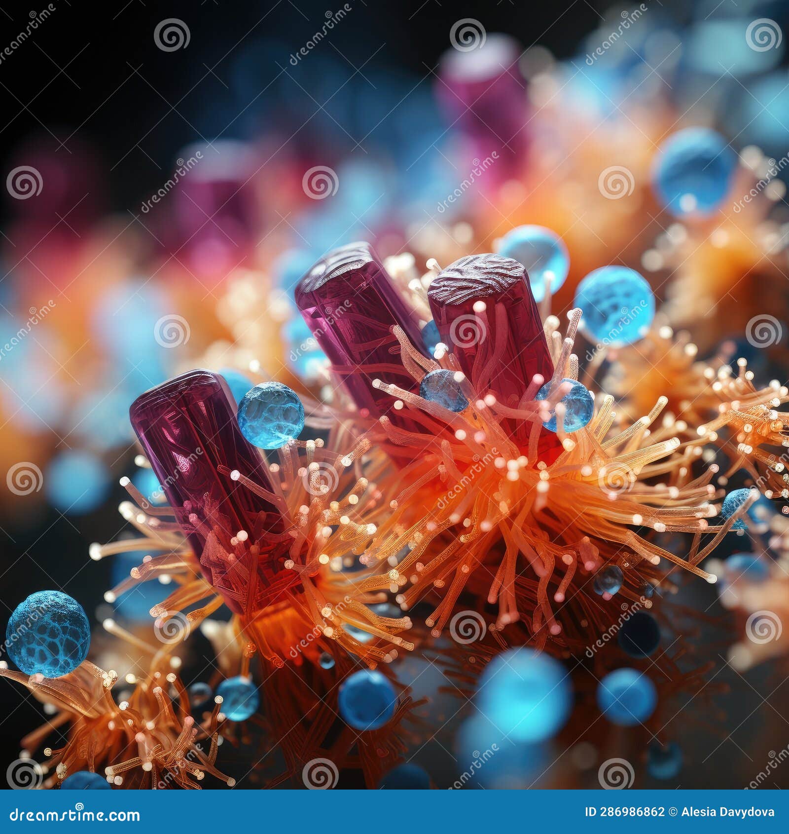 Threads of Fungus and Bacteria Under a Microscope. Microbes and ...