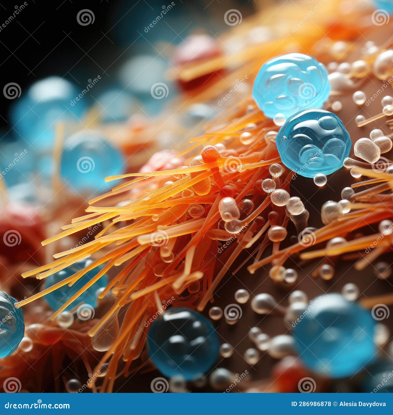 Threads of Fungus and Bacteria Under a Microscope. Microbes and ...