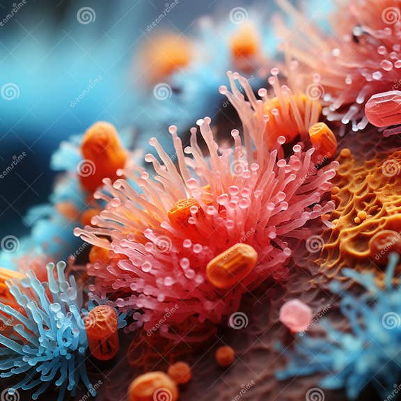 Threads of Fungus and Bacteria Under a Microscope. Microbes and ...