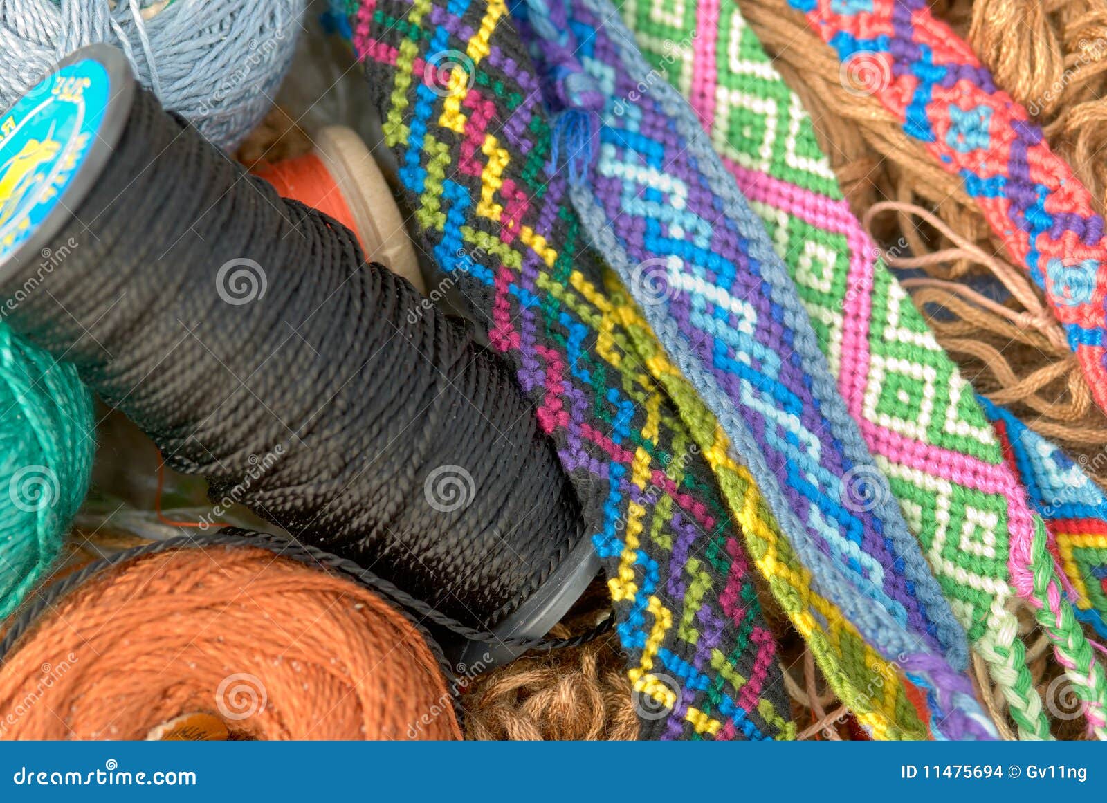 Threads and Handmade Bracelets Stock Photo - Image of colorful, history ...