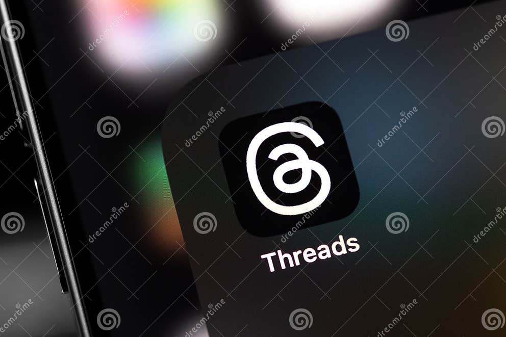 Threads Icon Mobile App on a Screen Smartphone IPhone Closeup. Threads ...