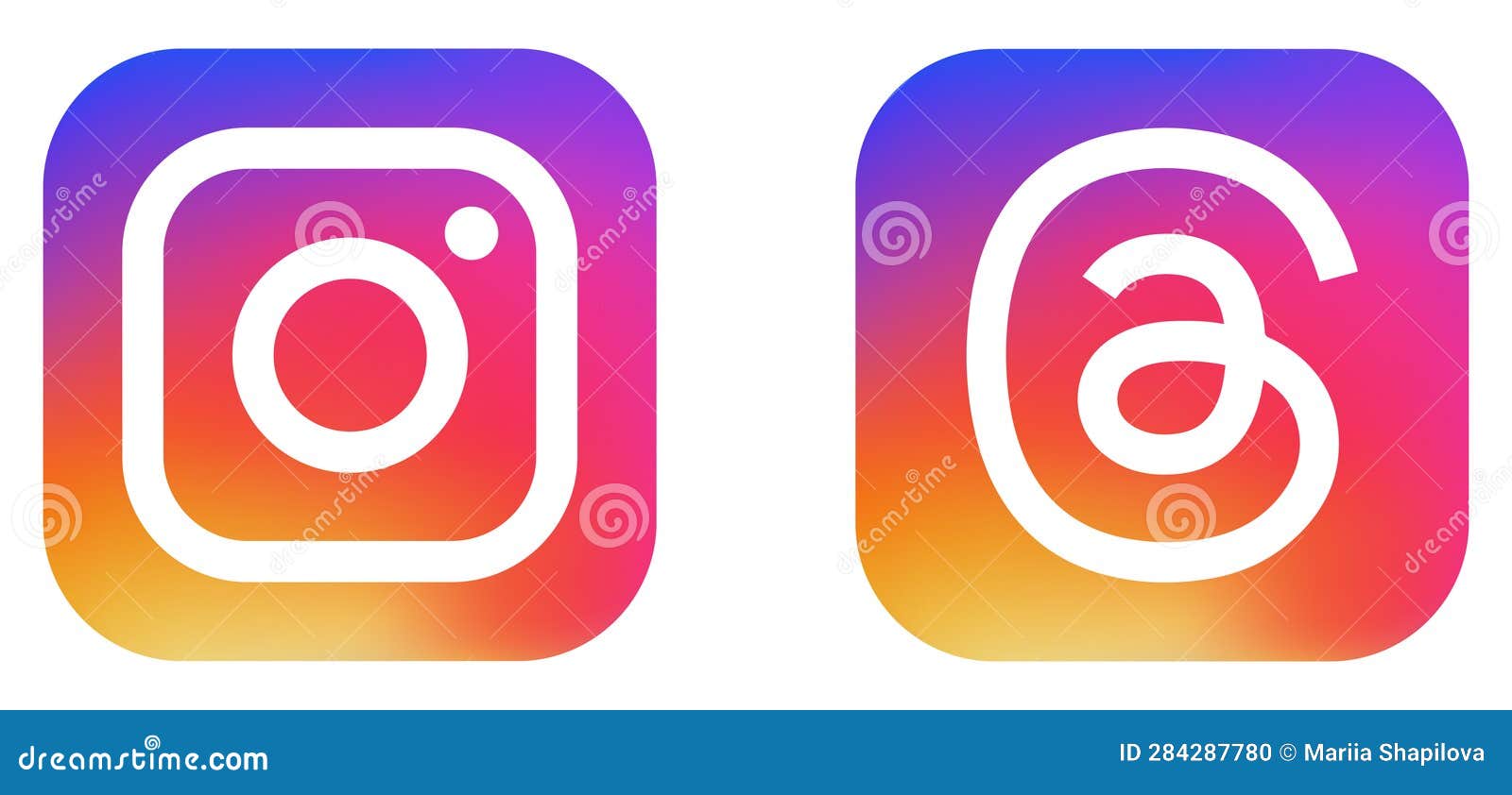 Threads and Instagram Logos Editorial Image - Illustration of online ...