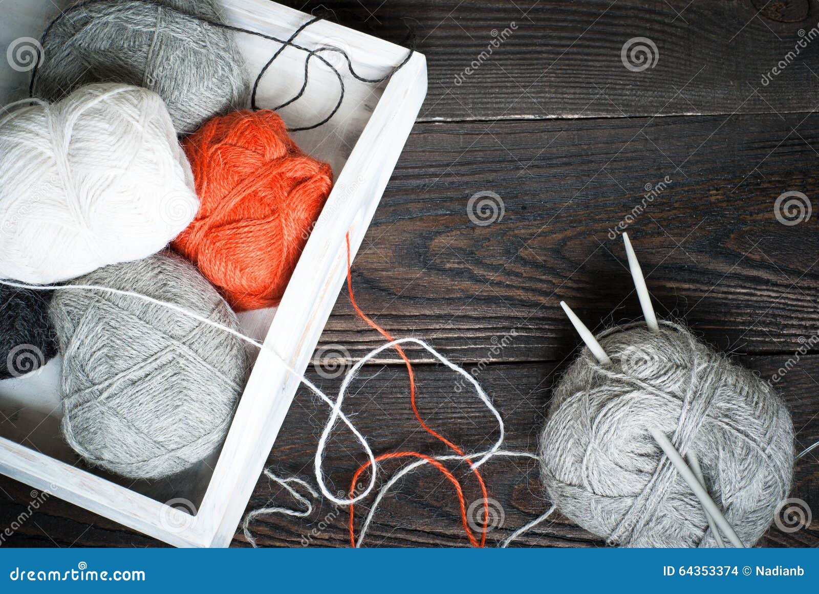 Threads for Knitting with Spokes Stock Photo - Image of cloth, woolen ...
