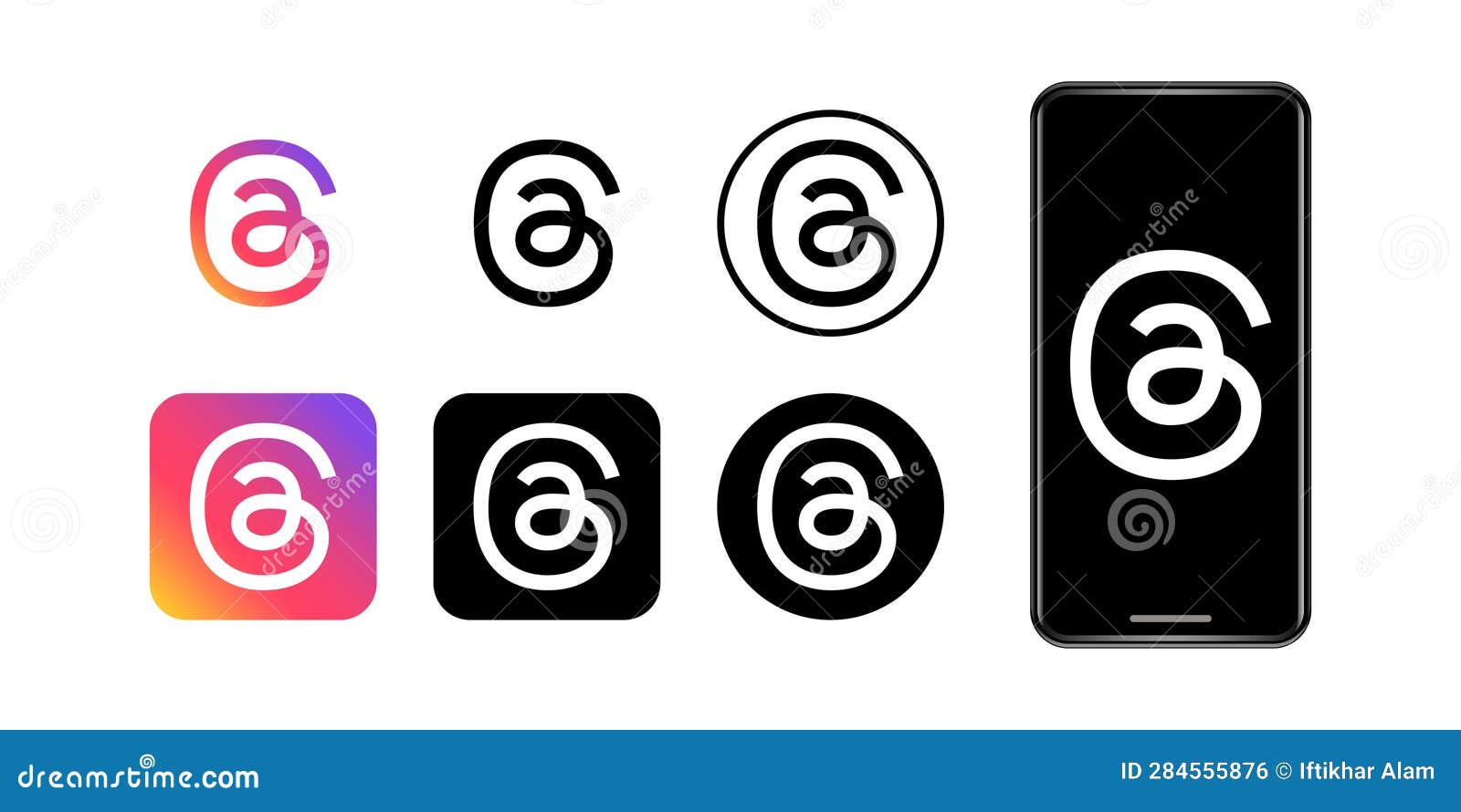 Threads Logo with Different Colors and Threads Phone Icon, Threads Logo ...